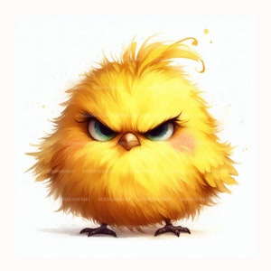 21 Grumpy Birds Clipart, Watercolor Clipart, Cute Fluffy Birds, Digital ...