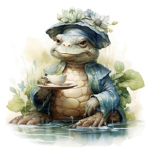 18 Vintage Old Turtle Clipart, Turtle Clipart, Printable Watercolor ...