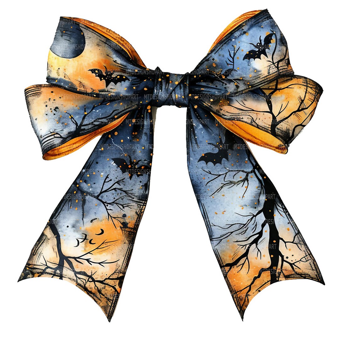 26 Halloween Bows Clipart, Halloween Bow, Printable Watercolor Clipart ...