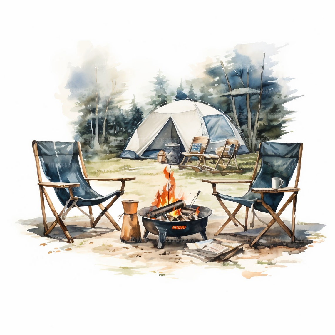 13 Camping Clipart Jpgs, Camping, Printable Watercolor Clipart, Camping ...