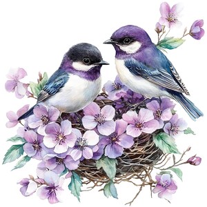 19 Spring Birds Clipart, Bird Nest Clipart, Floral Bird, Printable ...