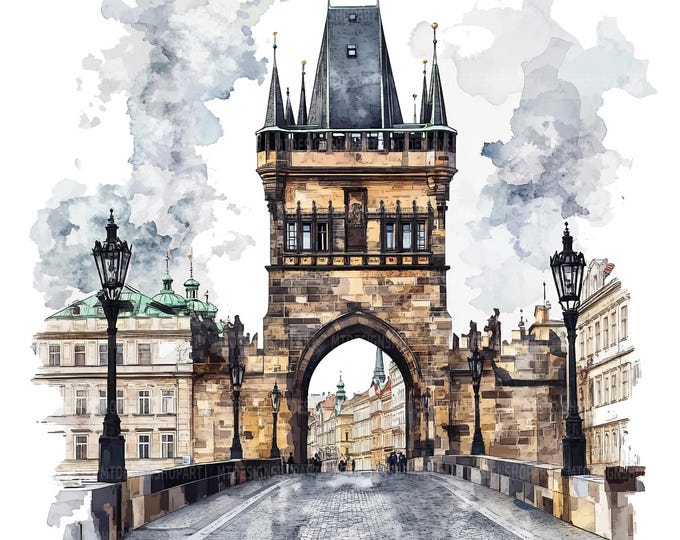 Watercolor Old Bridge Clipart Bundle - 10 High Quality Jpgs - Digital ...