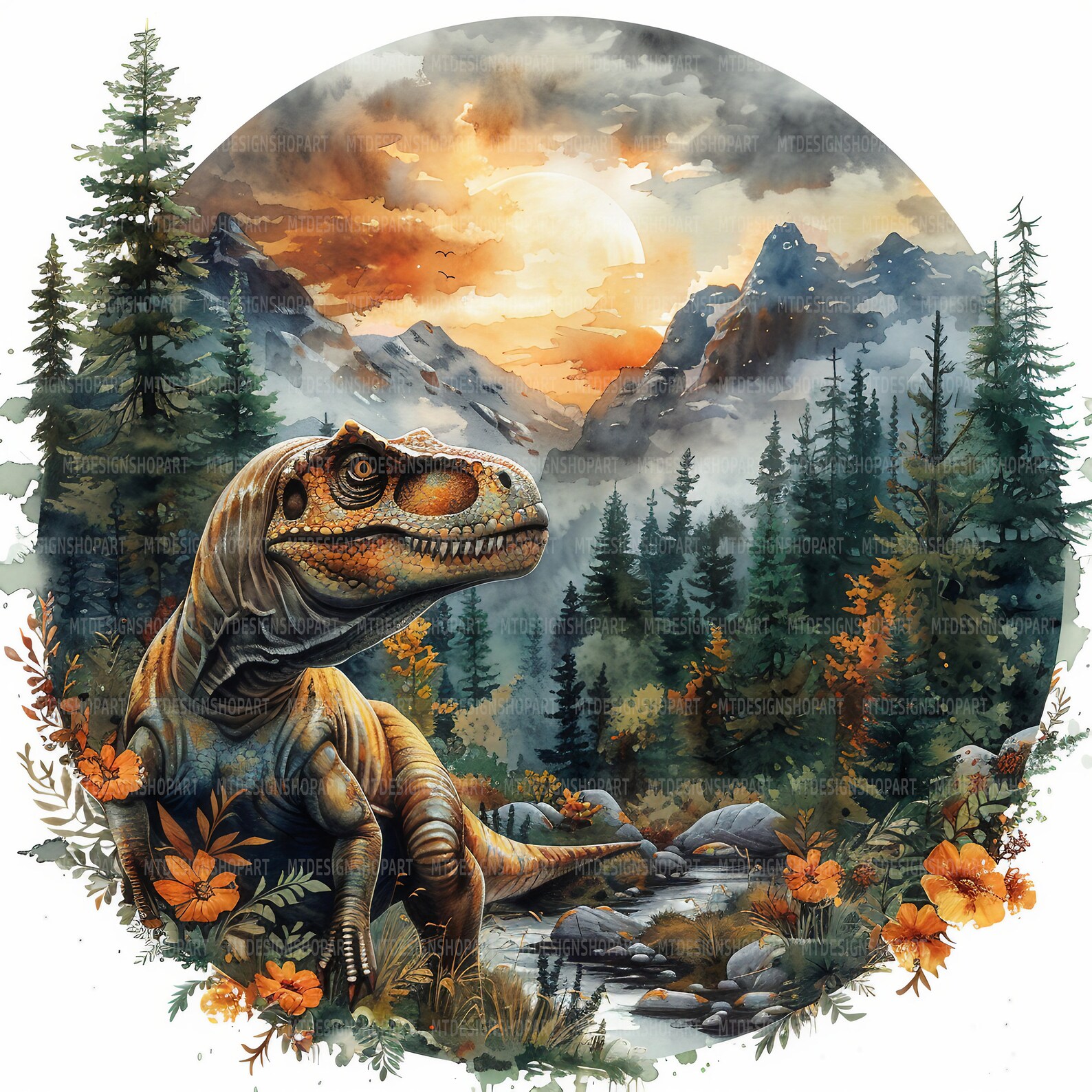 12 T Rex Clipart, Dinosaur Clipart , Printable Watercolor Clipart, High ...