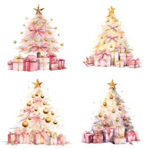 19 Pink Christmas Tree Clipart, Christmas Gift Tree, Printable ...