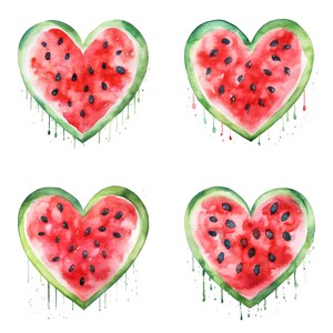 16 Watermelon Heart Clipart , Watermelon Clipart, Printable Watercolor ...