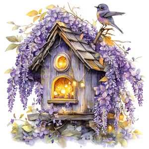 23 Spring Birdhouse Clipart, Bird House Art, Printable Watercolor ...
