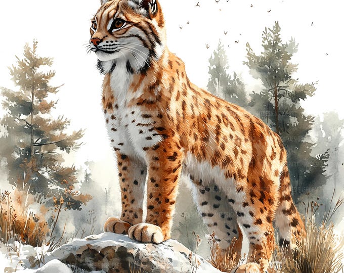 Majestic Lynx Clipart Bundle: Forest Animal Art (digital Download ...
