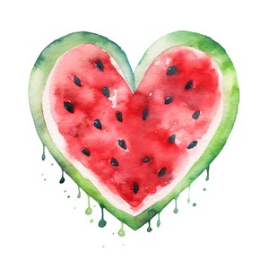 16 Watermelon Heart Clipart , Watermelon Clipart, Printable Watercolor ...