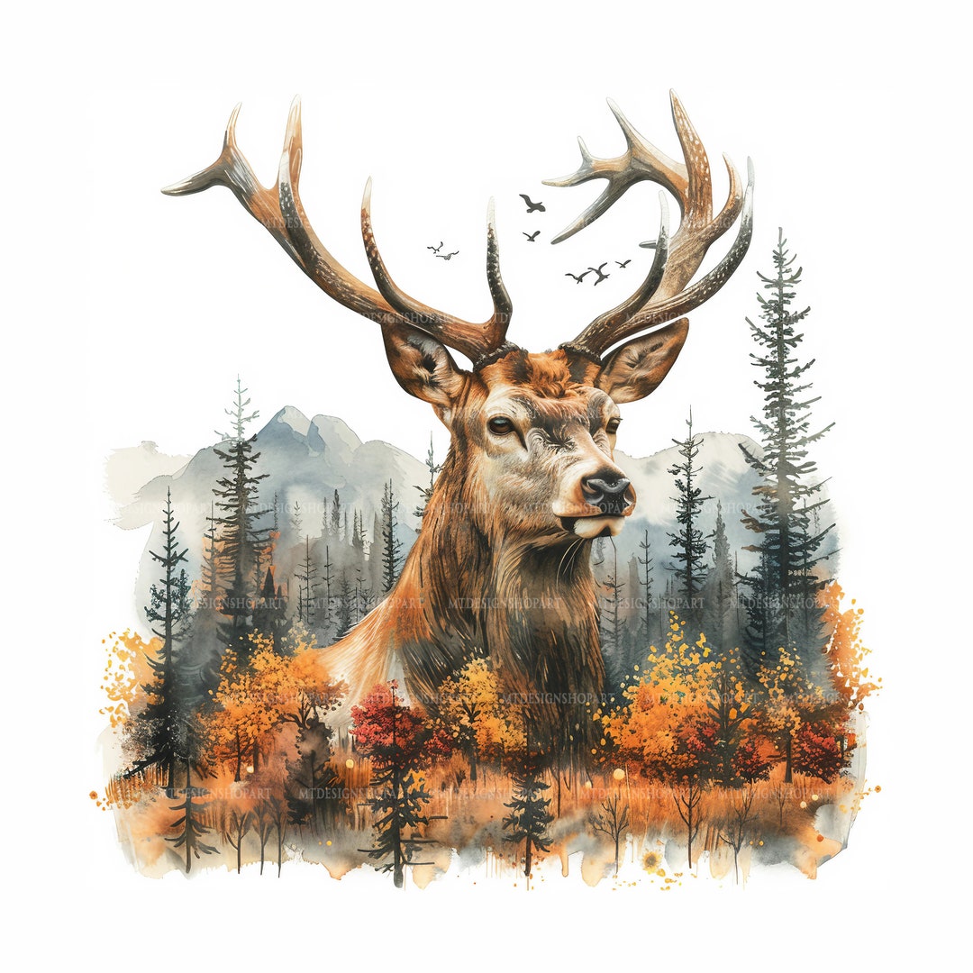 15 Deer Clipart, Printable Watercolor Clipart, Watercolor Deer Clipart ...