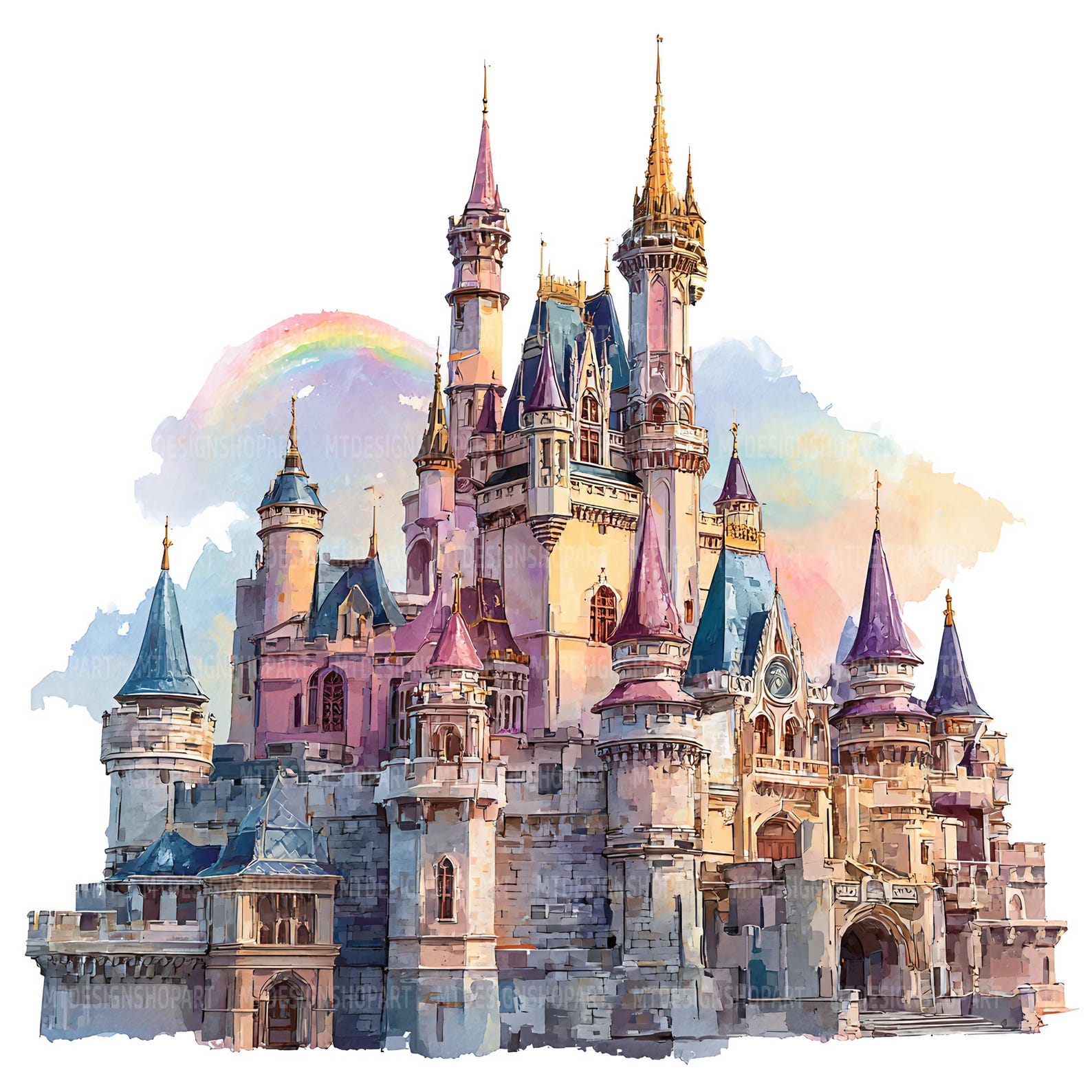 21 Pink Princess Castle Clipart, Bundle Instant Download Fantasy Little ...