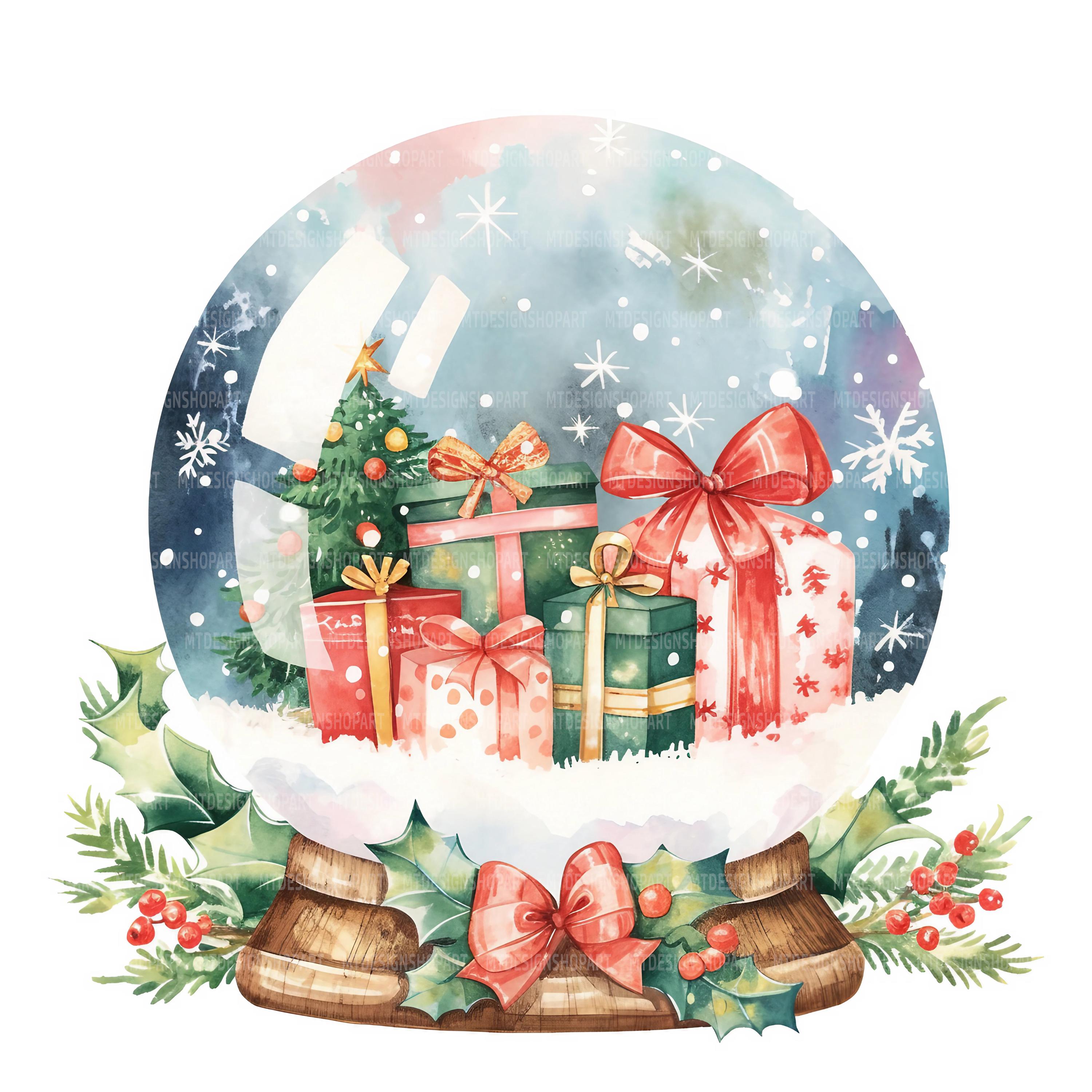 14 Christmas Snow Globes Clipart, Christmas Decor, Printable Watercolor ...