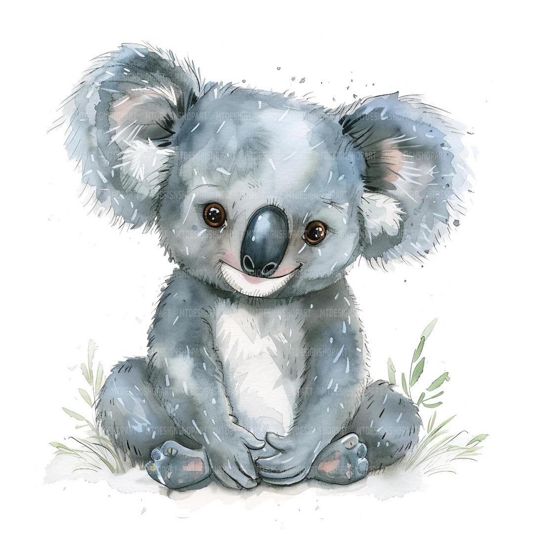 15 Koala Baby Clipart, Cute Koala Clipart, Printable Watercolor Clipart ...