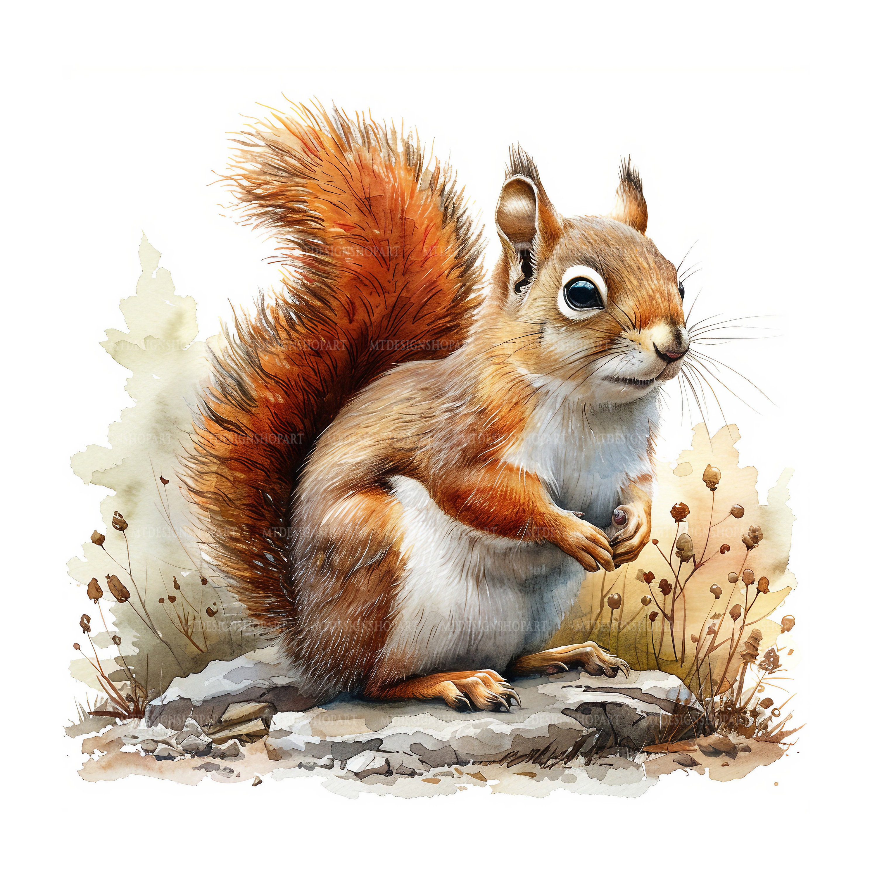 15 Squirrel Clipart, Printable Watercolor Clipart, Watercolor Squirrel ...