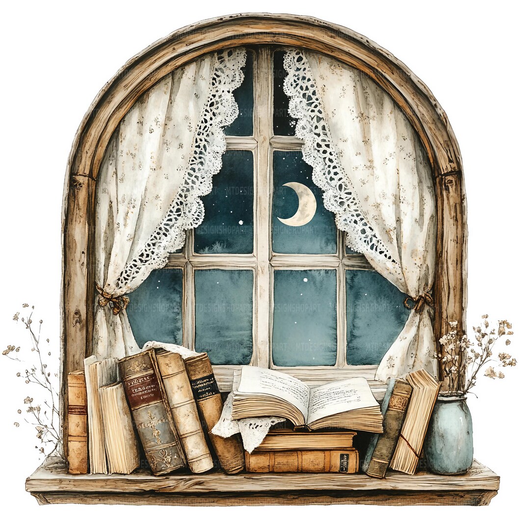24 Night Window Clipart, Nursery Window Clipart, Printable Watercolor ...