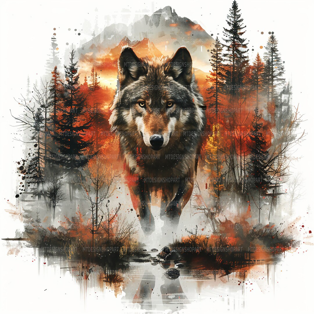 15 Wolf Attack Clipart, Printable Watercolor Clipart, High Quality Jpg ...