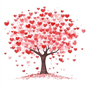 27 Hearts Tree Clipart, Valentine Day Heart Tree , Printable Watercolor ...