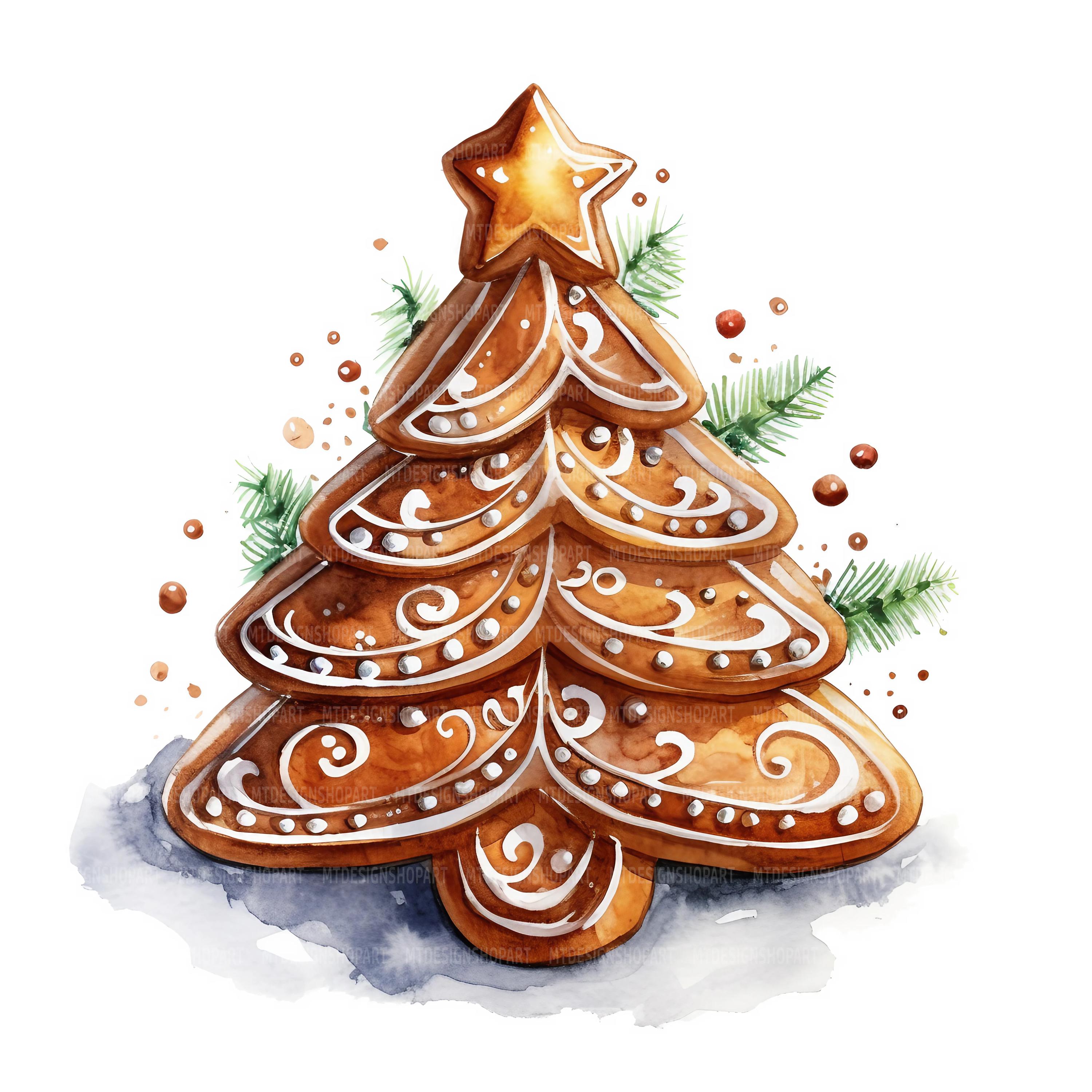16 Christmas Gingerbread Tree Clipart, Gingerbread Tree, Printable ...