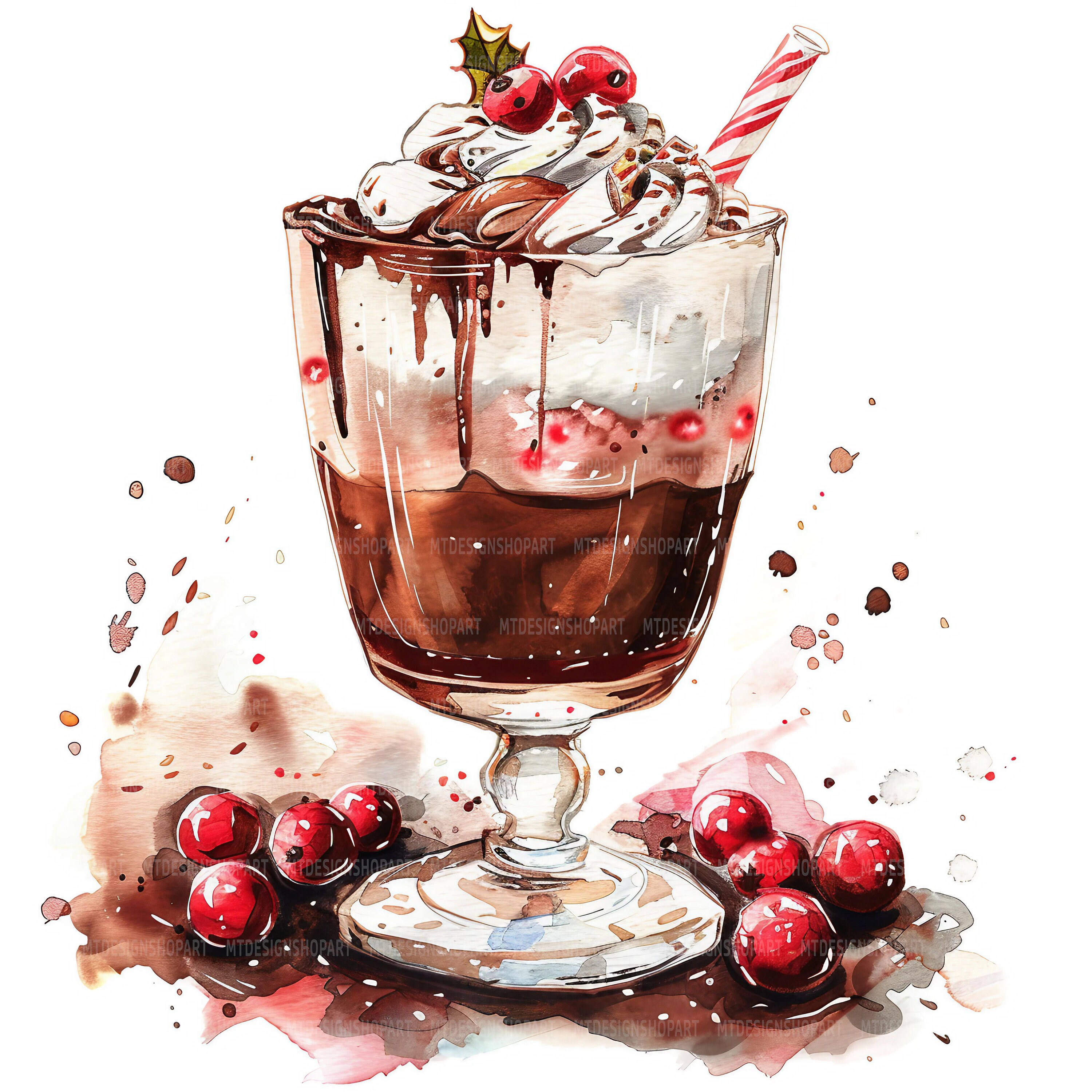 19 Christmas Hot Chocolate Clipart, Hot Chocolate, Printable Watercolor ...