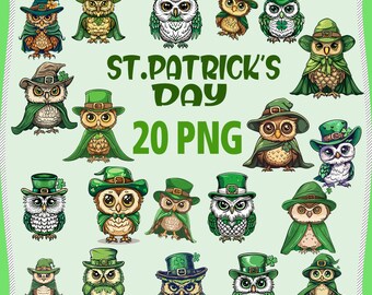 St.patrick's Day Owls Digital Clip Art for Personal and Commercial Use ...