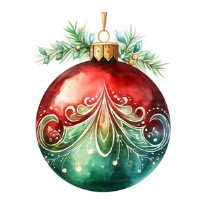 22 Christmas Bauble Clipart, Red and Green Bauble, Bauble, Printable ...