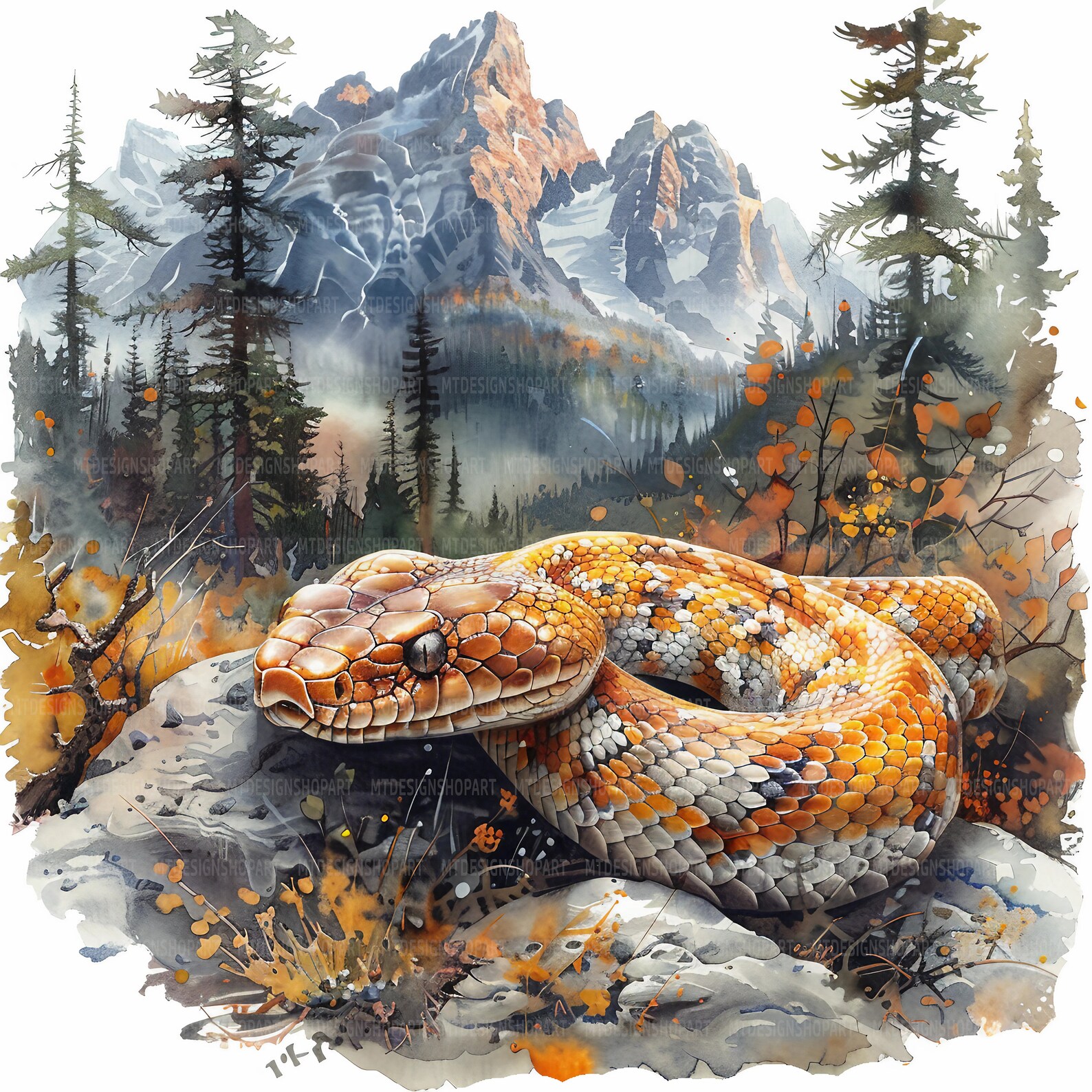11 Snake Clipart, Snake Landscape, Sublimation Snake, Printable ...