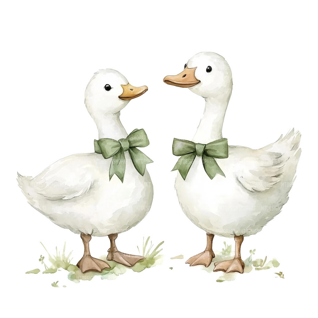 16 Cute Duck Clipart, Duck With Bow, Peacock Landscape, Printable ...