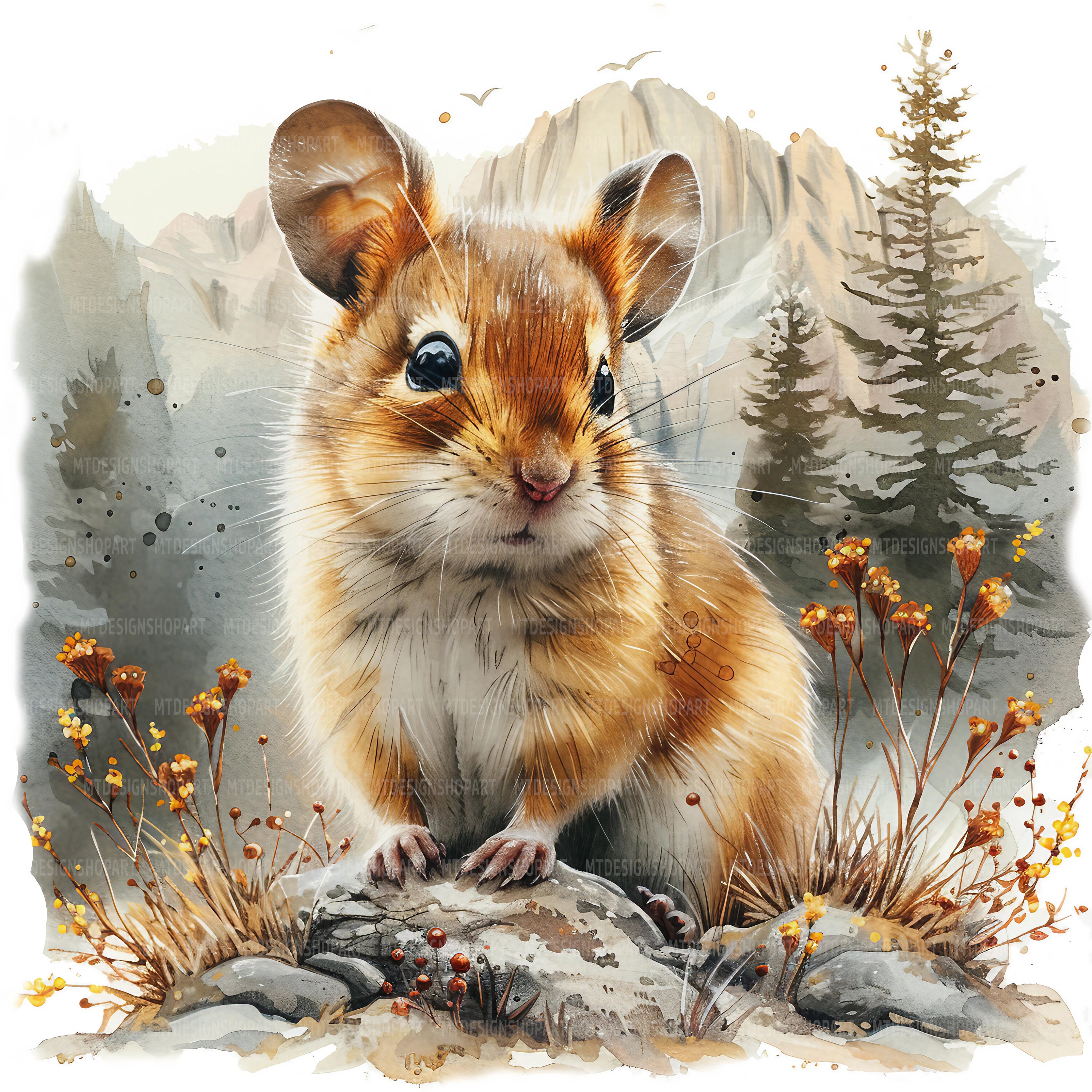 10 Mouse Clipart, Mouse Landscape, Printable Watercolor Clipart, Paper ...