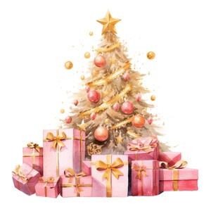 19 Pink Christmas Tree Clipart, Christmas Gift Tree, Printable ...