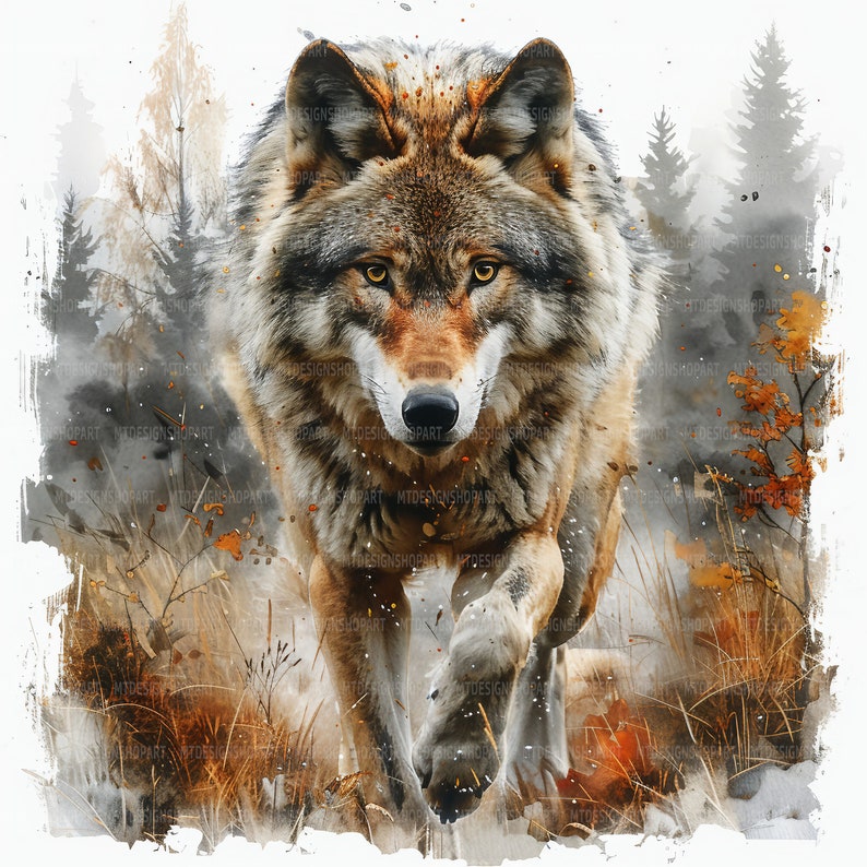 15 Wolf Attack Clipart, Printable Watercolor Clipart, High Quality Jpg ...