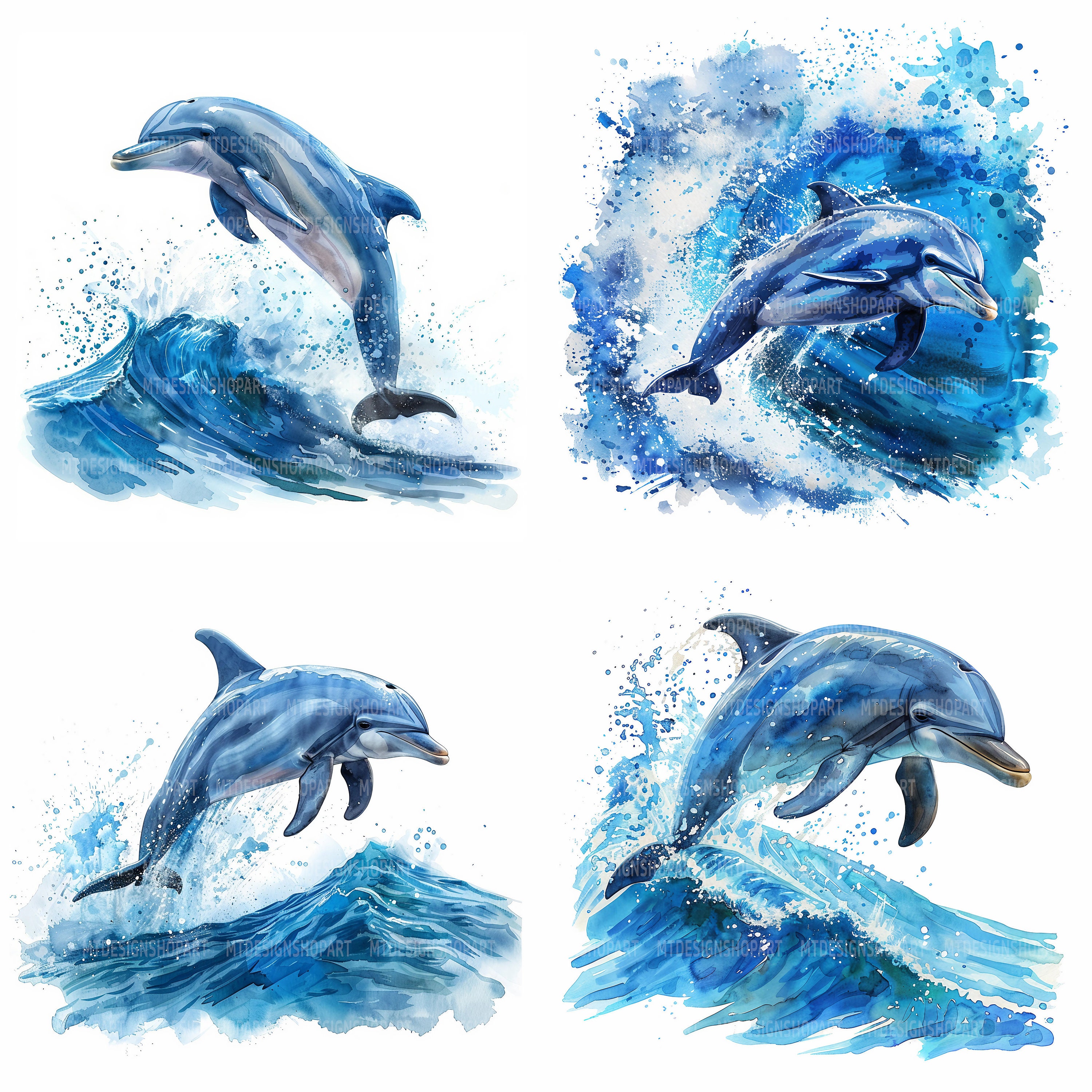 16 Dolphin Playing Clipart, Dolphin Clipart, Printable Watercolor ...