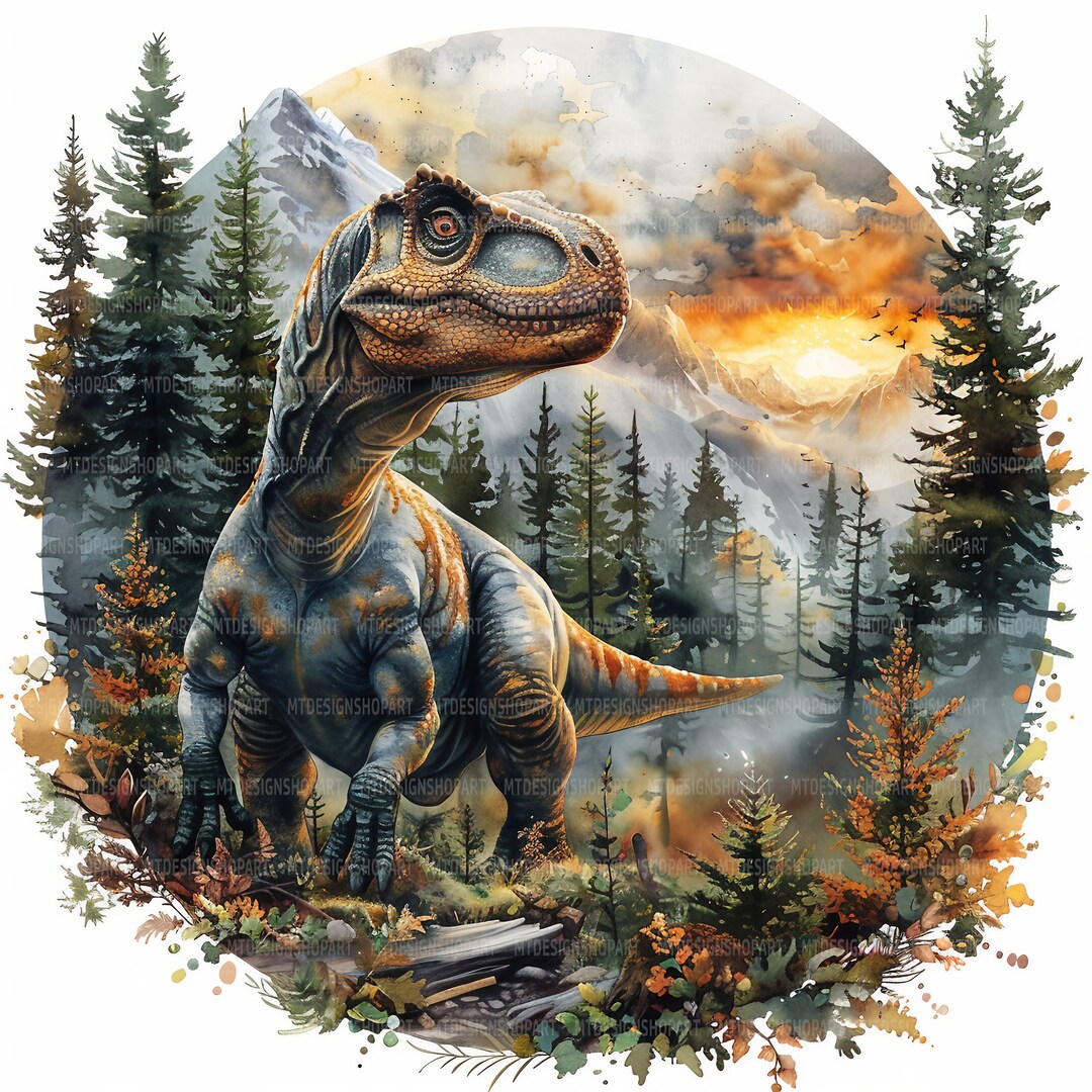 12 T Rex Clipart, Dinosaur Clipart , Printable Watercolor Clipart, High ...