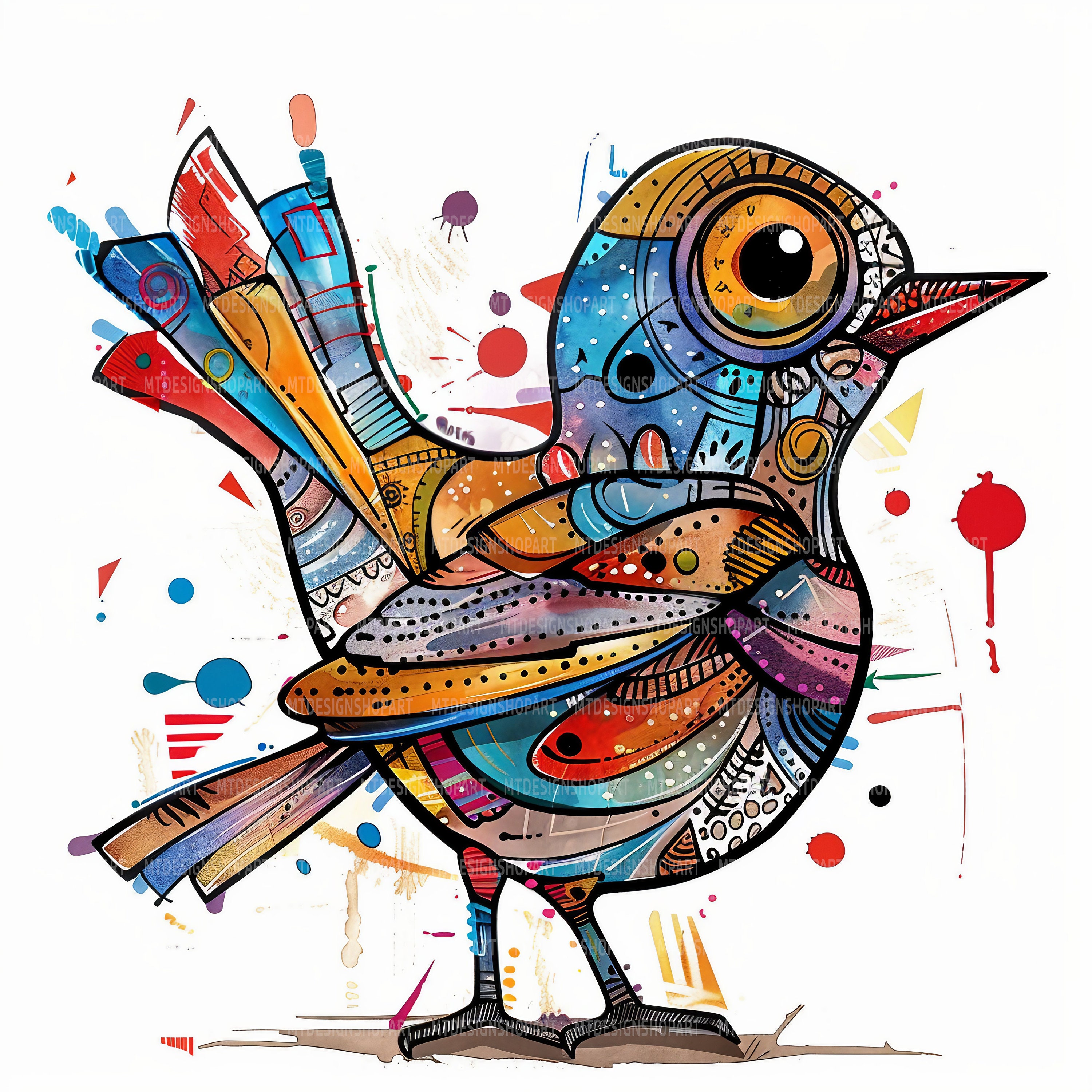 18 Crazy Bird Clipart, Whimsical Birds Clipart, Funny Birds, Watercolor ...