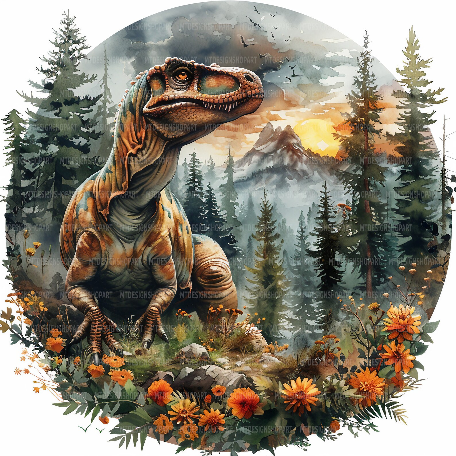 12 T Rex Clipart, Dinosaur Clipart , Printable Watercolor Clipart, High ...