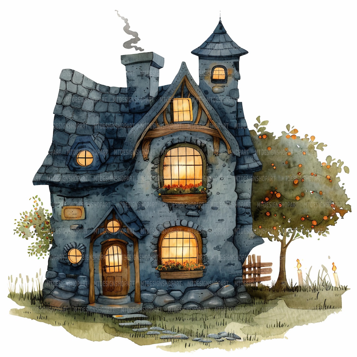 11 Halloween Witch House Clipart, Halloween Clipart, Printable ...