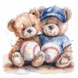 14 Teddy Bear Baseball Player Clipart, Bear Playing Baseball, Printable ...