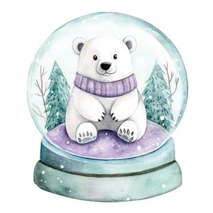 19 Bear in Snow Globes Clipart, Baby Polar Bear Clipart, Printable ...