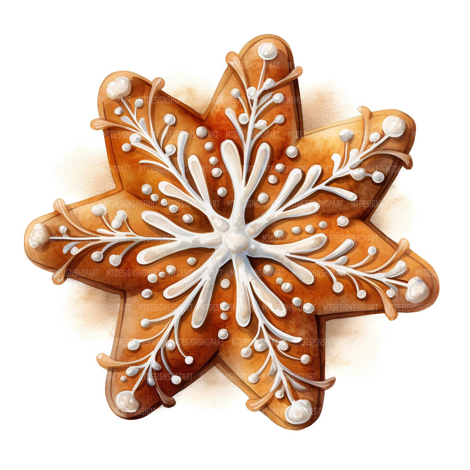 19 Christmas Gingerbread Snowflake Clipart, Festive Season, Printable ...
