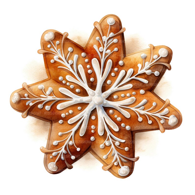 19 Christmas Gingerbread Snowflake Clipart, Festive Season, Printable ...