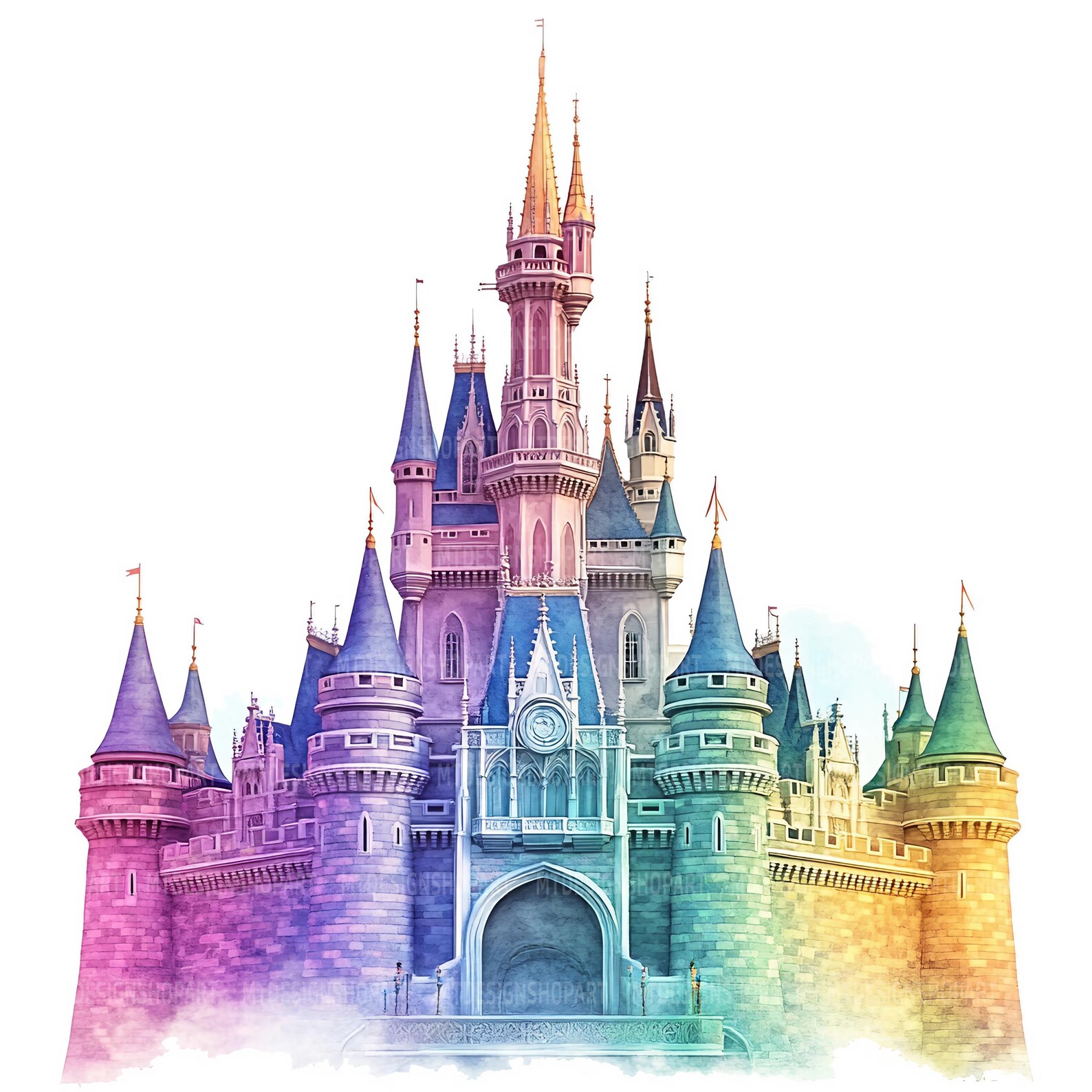 18 JPG Rainbow Princess Castle Bundle Clipart, Digital Download Cute ...