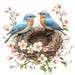 16 Spring Bird Nest Clipart, Blue Bird Clipart, Printable Watercolor ...