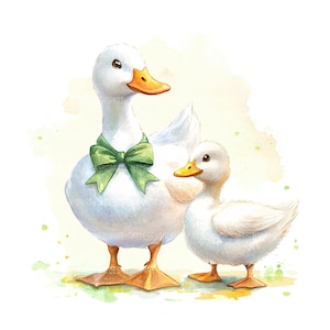 16 Cute Duck Clipart, Duck With Bow, Peacock Landscape, Printable ...