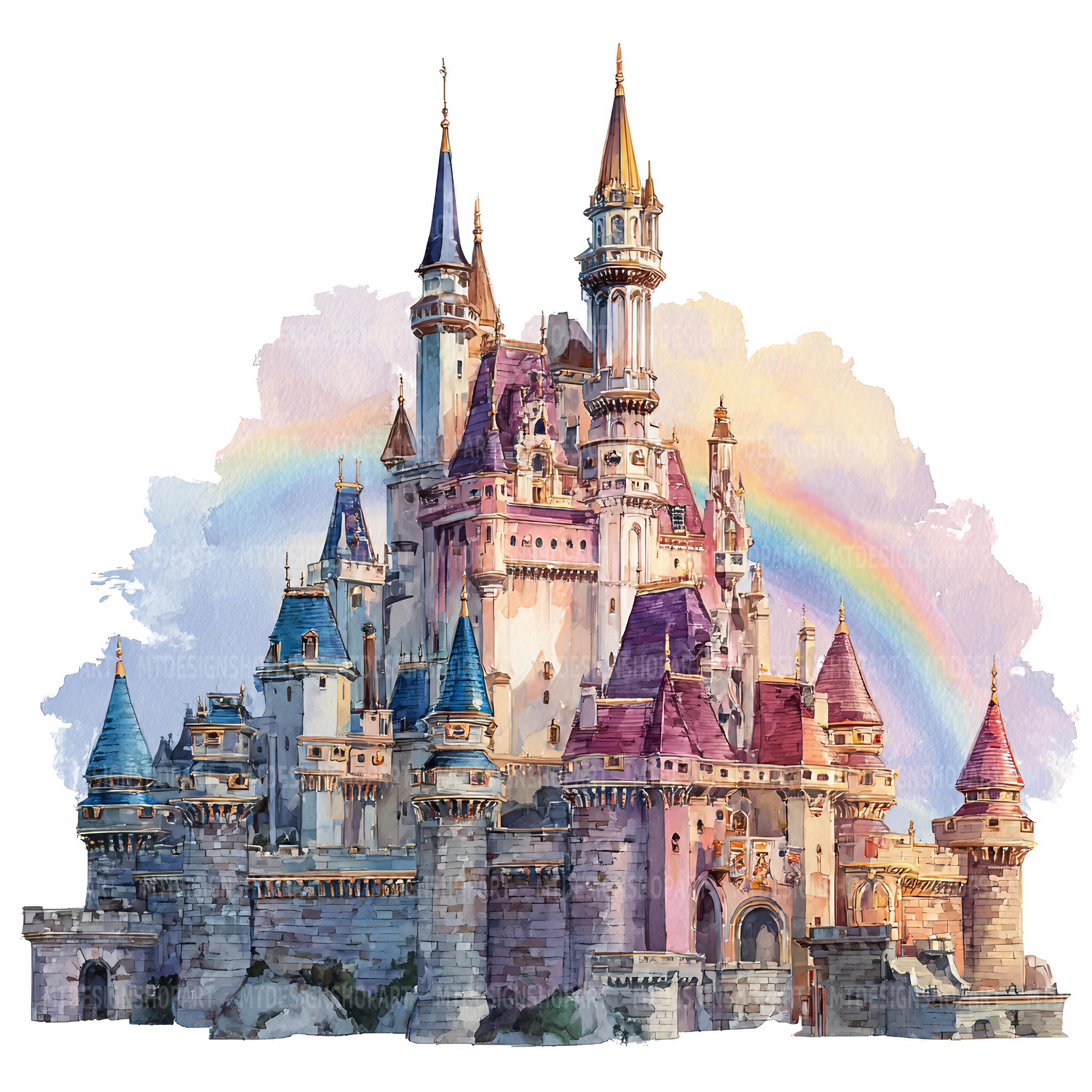 21 Pink Princess Castle Clipart, Bundle Instant Download Fantasy Little ...