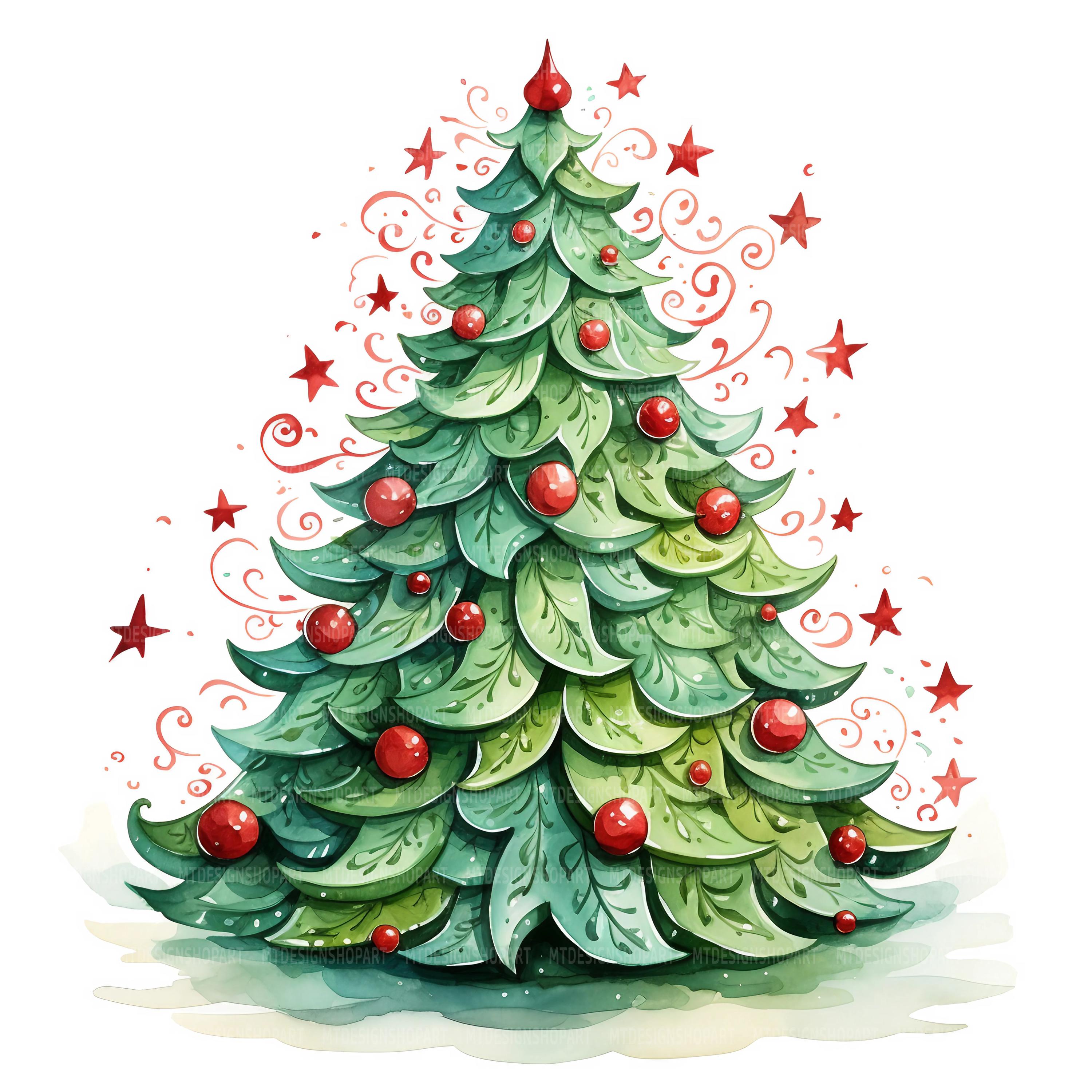 19 Whimsical Christmas Tree Clipart, Christmas Tree, Printable ...
