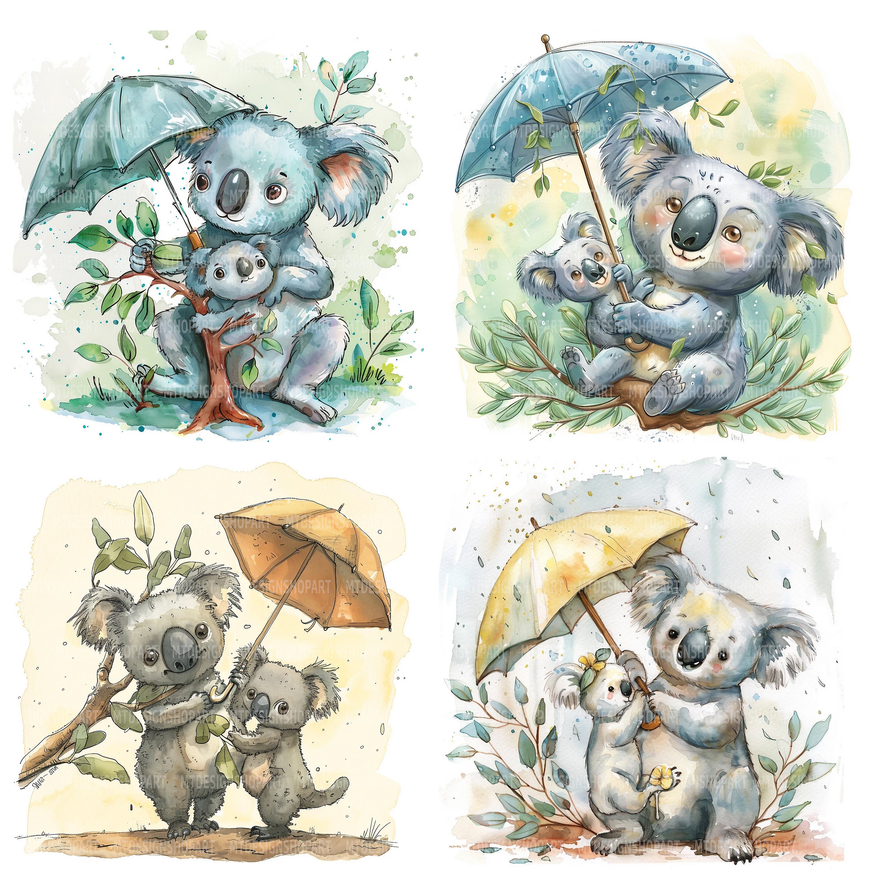 16 Koala Mom and Baby Watercolor Clipart, 16 Jpgs (digital Download) - Etsy