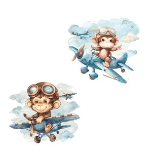 23 Baby Monkey Flying Clipart, Baby Animals, Printable Watercolor ...