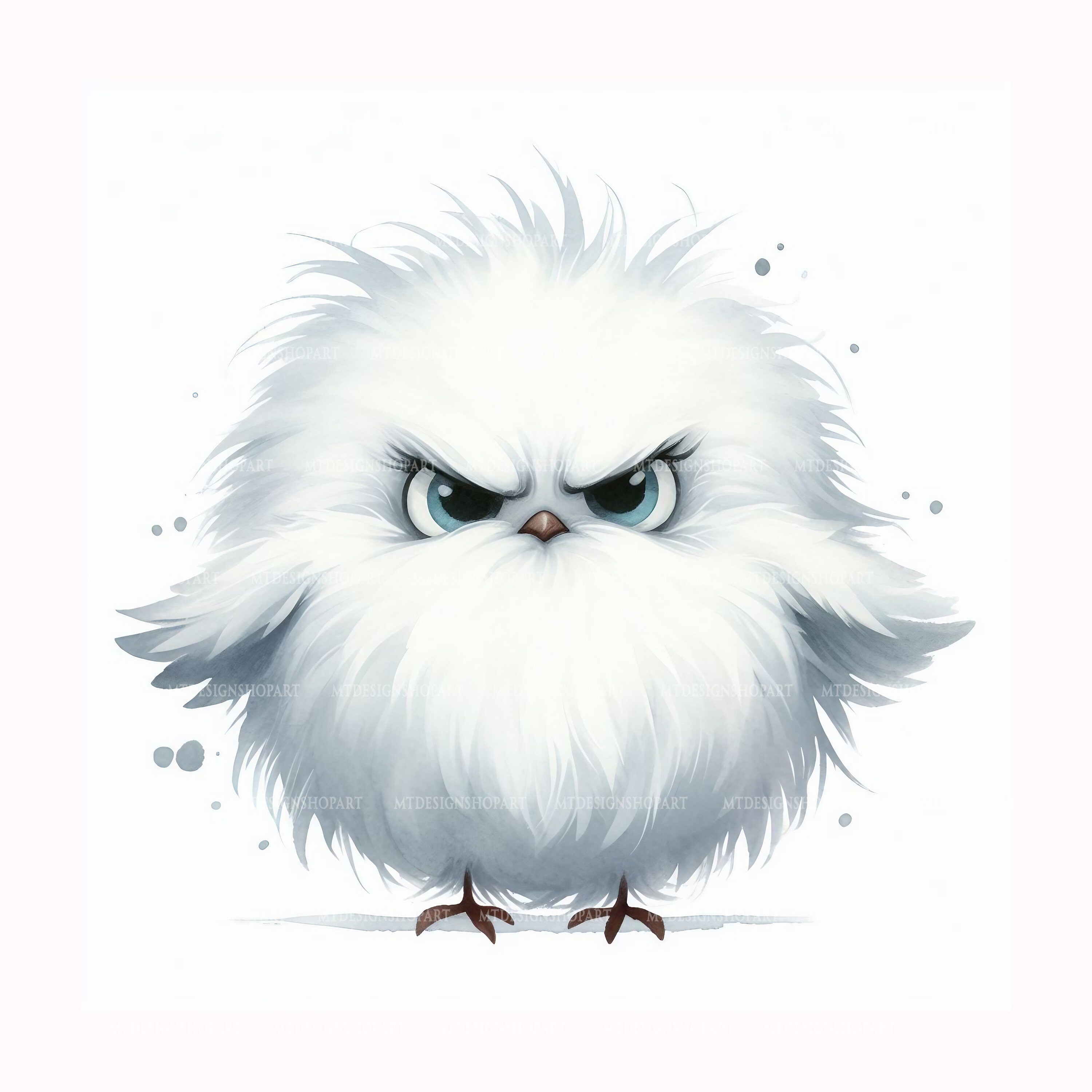 21 Grumpy Birds Clipart, Watercolor Clipart, Cute Fluffy Birds, Digital ...