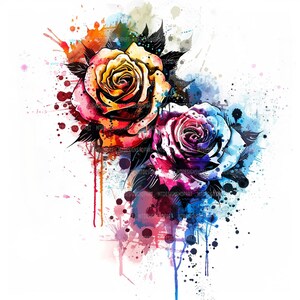 18 Ink Flowers Clipart, Ink Flowers Print, Printable Watercolor Clipart ...