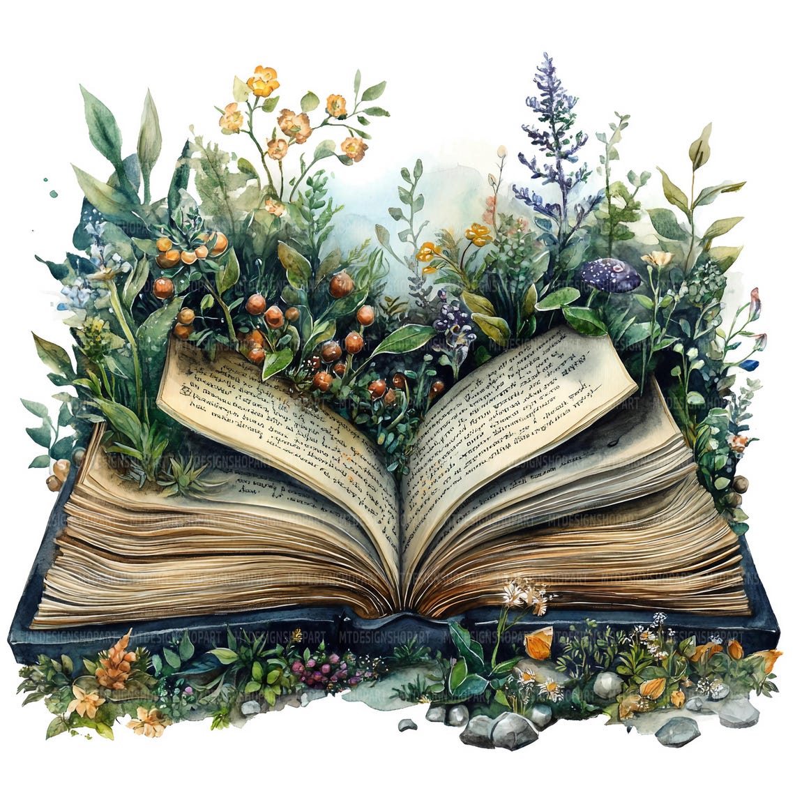 19 Magic Book Clipart, Open Magic Book, Printable Watercolor Clipart ...