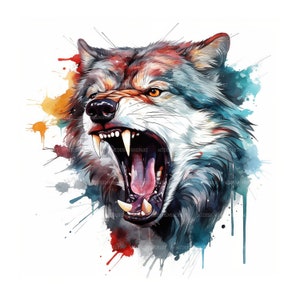 18 Crazy Wolfs Clipart, High Quality Jpgs, Watercolour, Crazy Wolfs ...