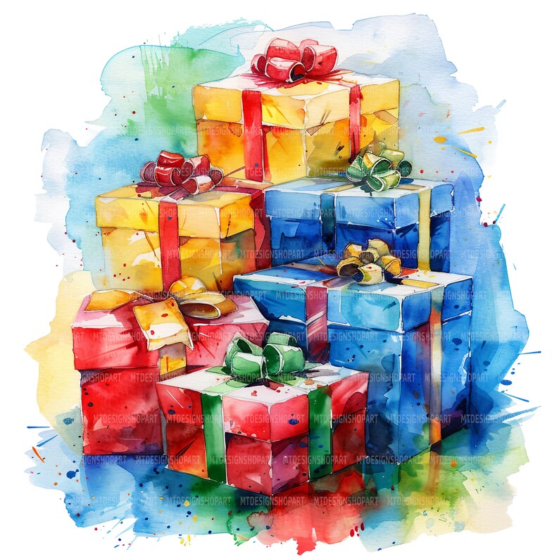 15 Colorful Gift Boxes Clipart, Rainbow Box, Gift Wrapped, Printable ...